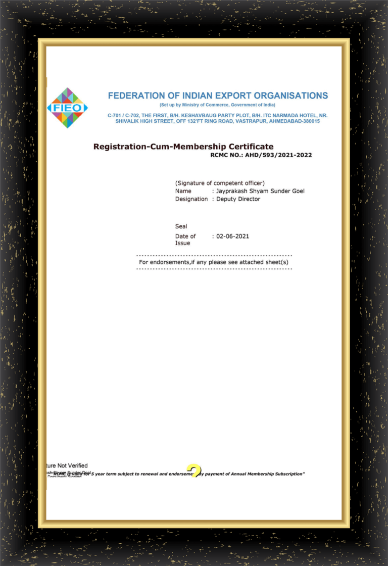 Certificates - Lorison Tiles LLP
